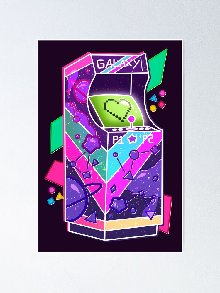 "Neon Galaxy Retro Arcade Cabinet" Poster for Sale by heysoleilart ...