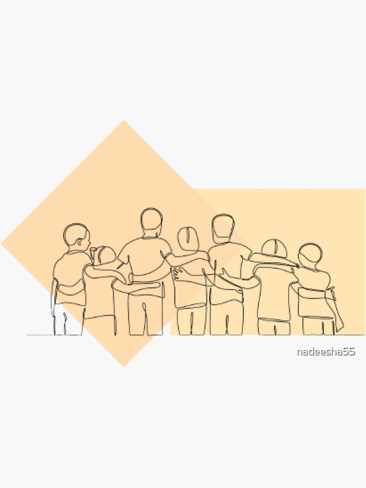 "friends - line art" Sticker for Sale by nadeesha55 | Redbubble
