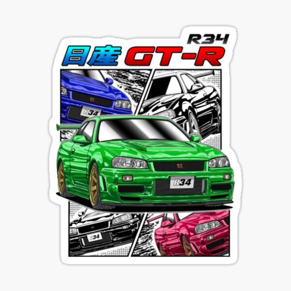 "GTR R34" Sticker for Sale by shirokuma88 | Redbubble