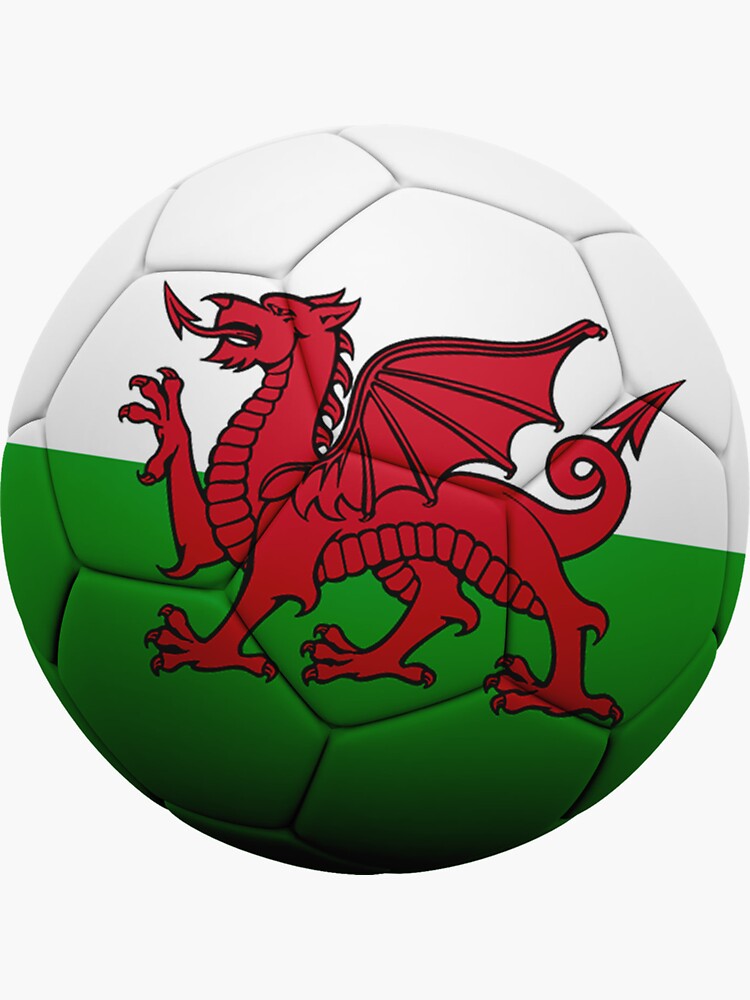 "Football Soccer Wales Flag Ball Welsh Flag Football Sticker" Sticker ...