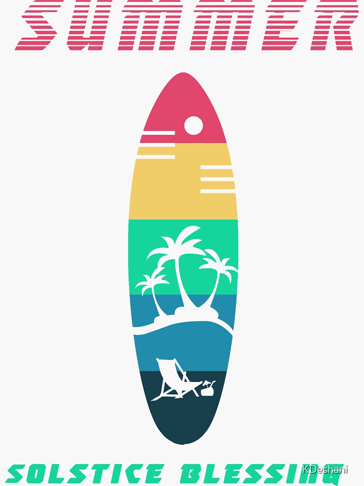 "Summer Solstice Blessing Summer Surfing board and palms in vintage ...