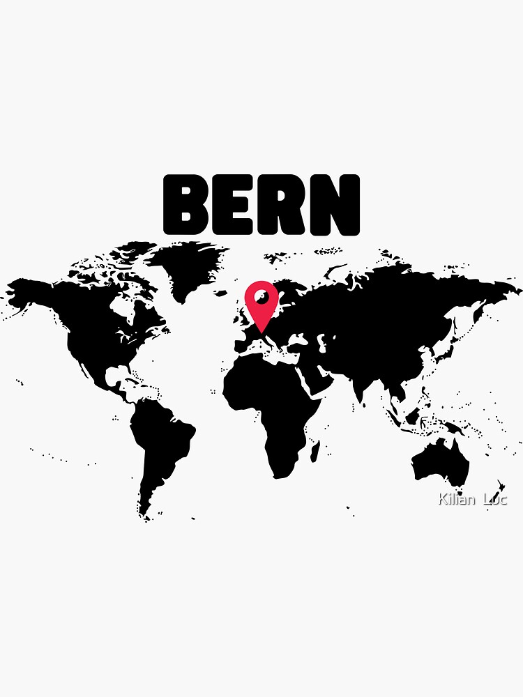 "Bern with world map" Sticker for Sale by KilianLuc | Redbubble