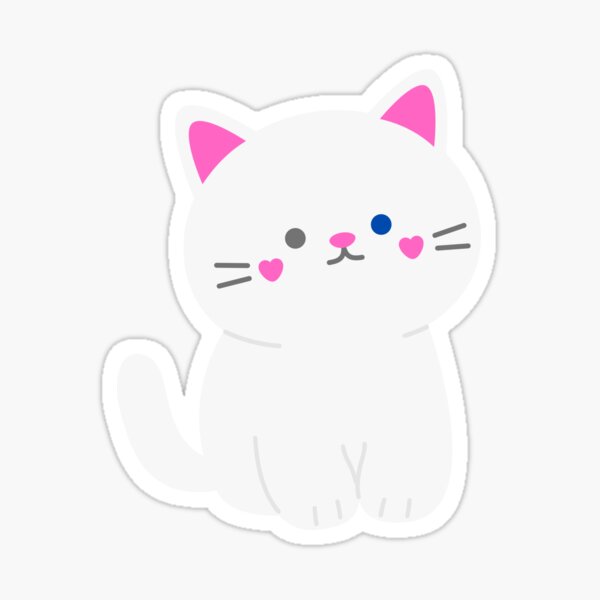 "White cat with pink ears" Sticker for Sale by Lila823cc | Redbubble