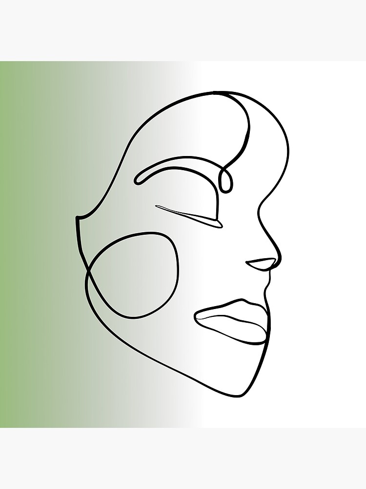 "Abstract One Line Drawing Style With Minimal Colourful Women Face ...