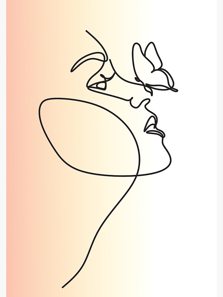 "Abstract One Line Drawing Style With Minimal Colourful Women Face ...