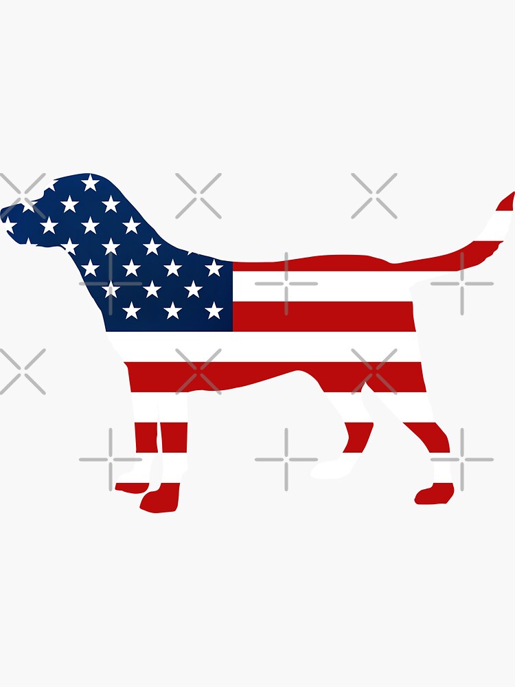 "Labrador Retriver Patriotic USA Flag Stars and Stripes Lab" Sticker for Sale by madeulaugh ...
