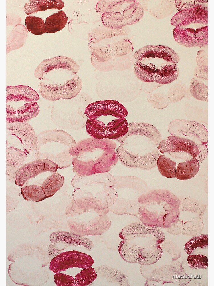 Kisses Pattern Red Pink Lipstick Aesthetic Pinterest Coquette Dollette Spiral Notebook For