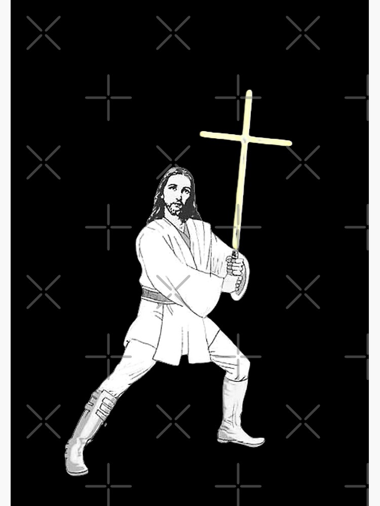 "Jesus with cross energy sword" Poster for Sale by joyfulcreator ...