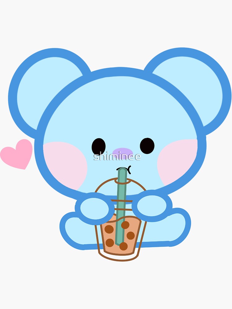 "Cute BTS BT21 Character Chibi Koya Bubble tea / bobba" Sticker for ...