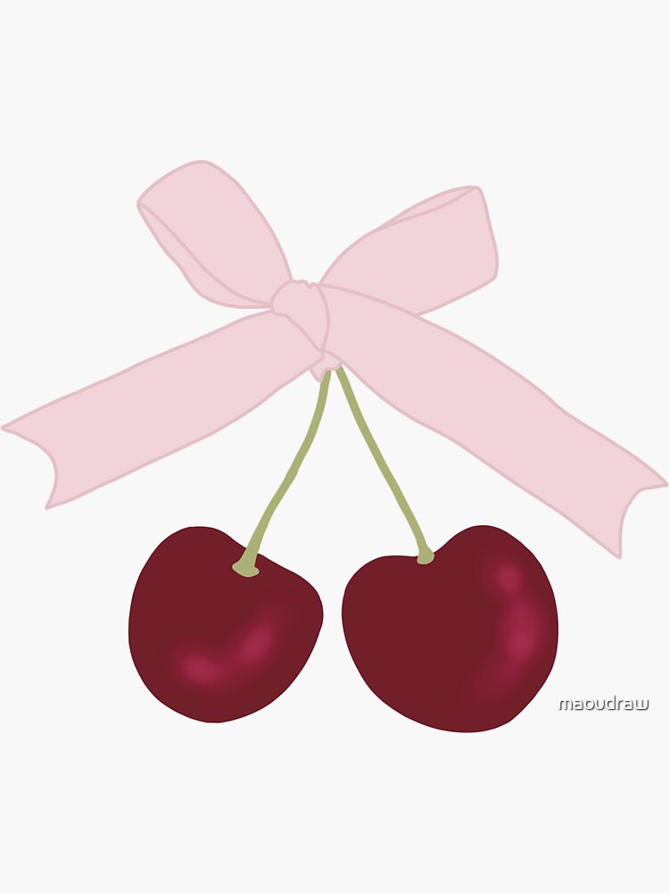 "cherries knot ribbon aesthetic dollette coquette pink red" Sticker for ...