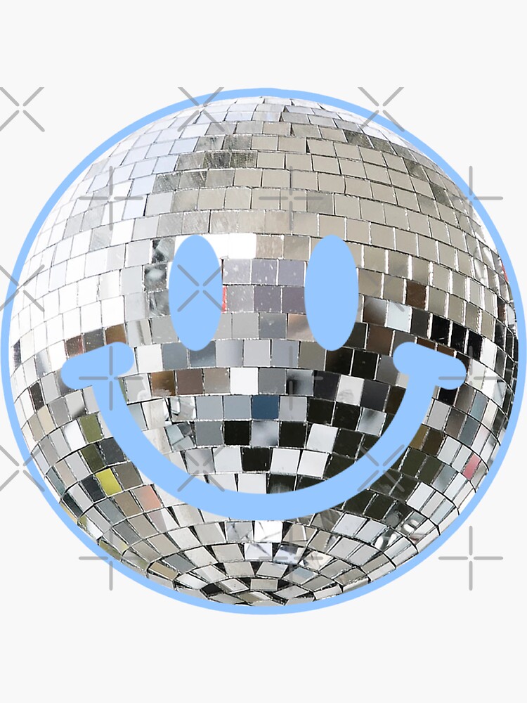 "smiley disco ball - light blue " Sticker for Sale by juliasantos5 ...