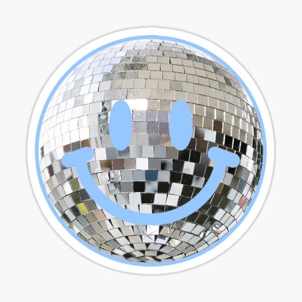 "smiley disco ball - light blue " Sticker for Sale by juliasantos5 ...