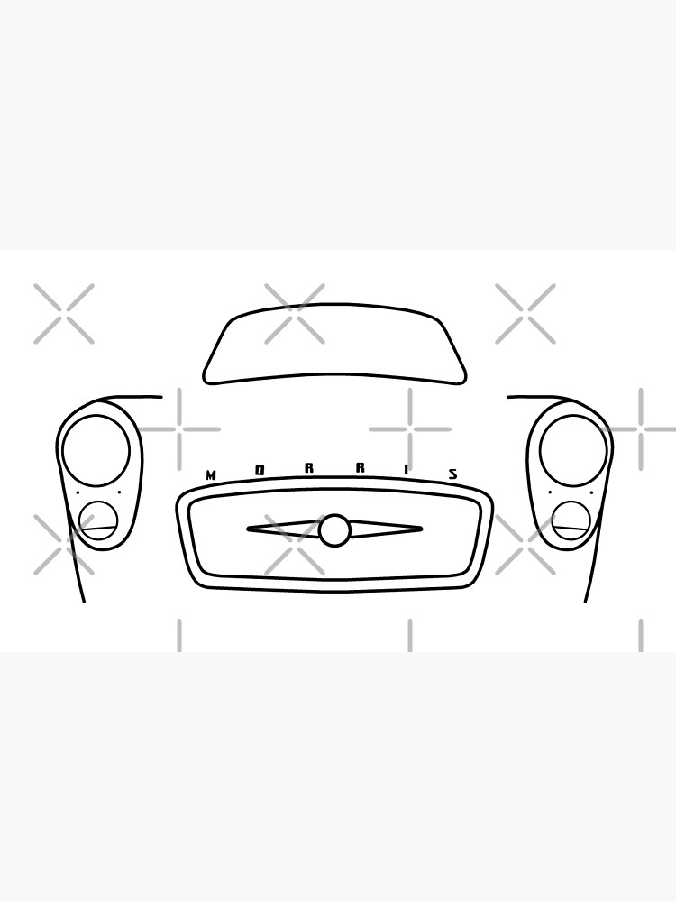 "Morris Major Series 2 1950s classic car black minimal outline graphic ...