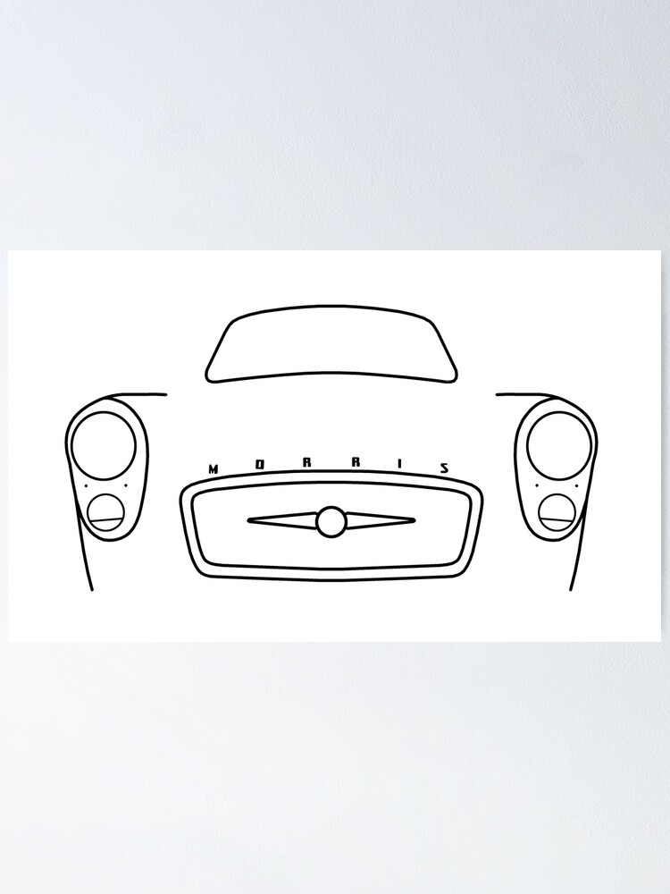 "Morris Major Series 2 1950s classic car black minimal outline graphic ...