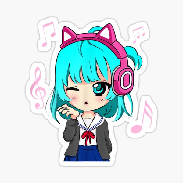 Pegatina for Sale con la obra «Anime y Music Girl para n chibi graphic ...
