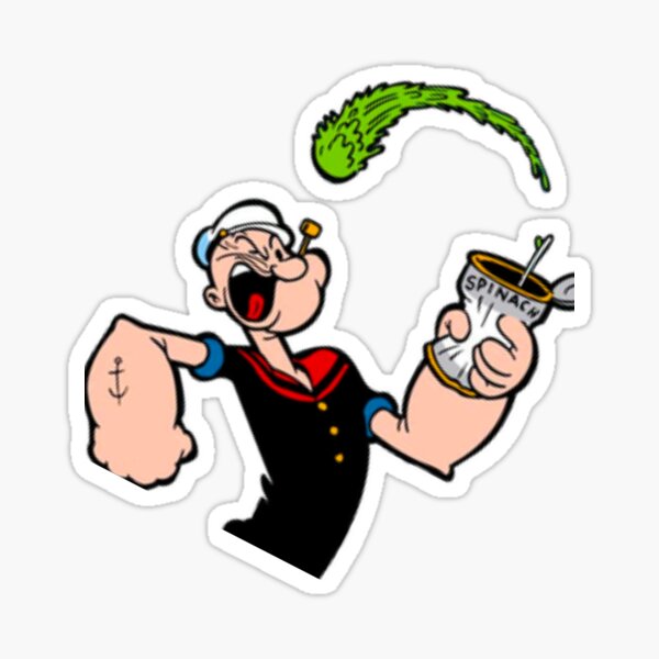 "Popeye eating Spinach : the sailor - Popeye" Sticker for Sale by Happy ...