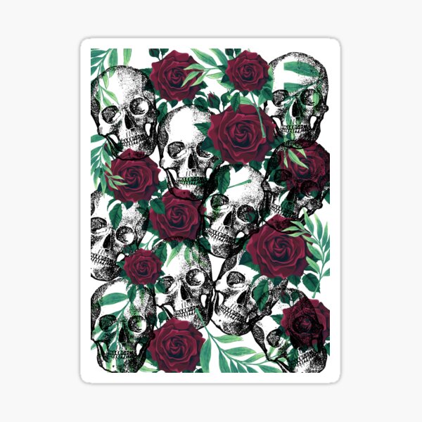 "Skull and roses " Sticker for Sale by Meezy-MoGo | Redbubble