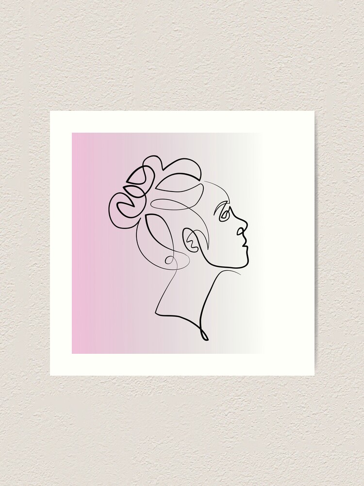 "Abstract One Line Drawing Style With Minimal Colourful Sad Women Face ...