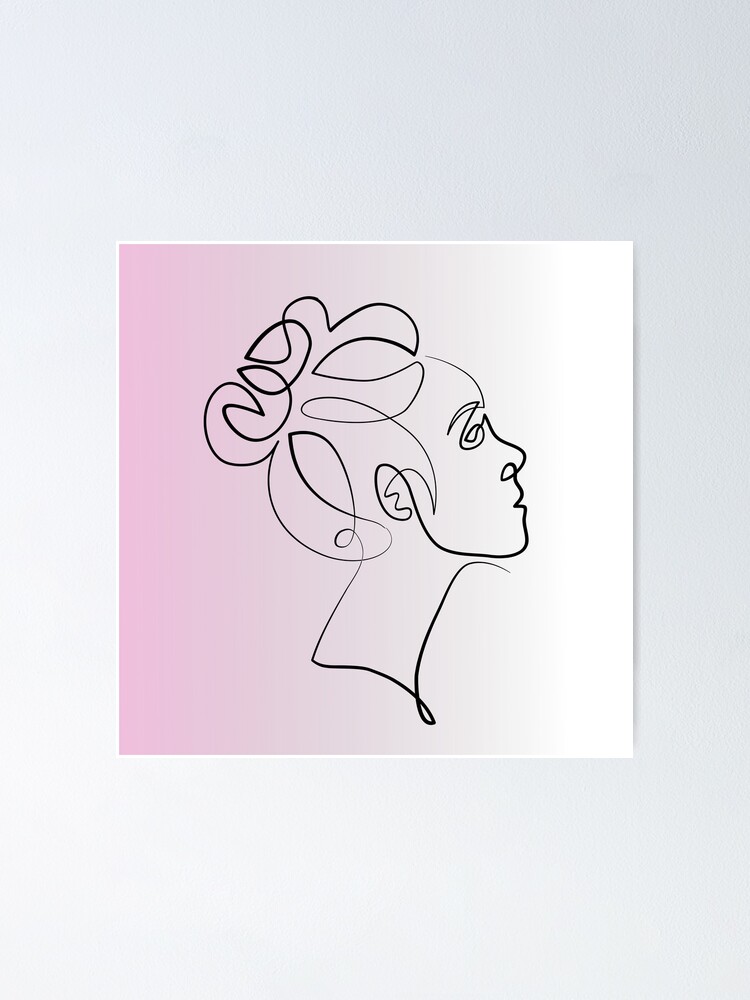 "Abstract One Line Drawing Style With Minimal Colourful Sad Women Face ...