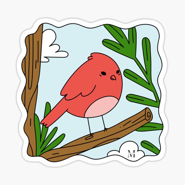 "RED BIRD CHILLING ON A TREE" Sticker for Sale by MirillaShop | Redbubble