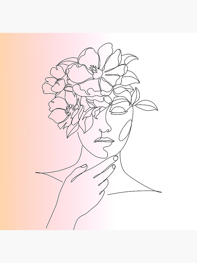 "Abstract One Line Drawing Style With Minimal Colourful Flower Women ...
