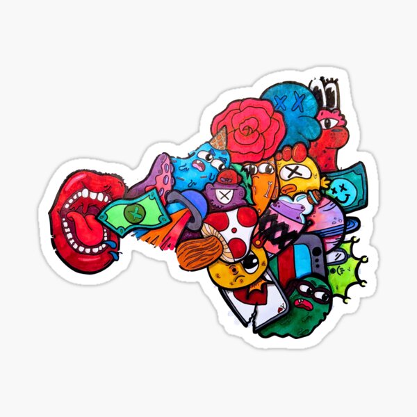 "screaming doodle art" Sticker for Sale by AcuteAngle711 | Redbubble