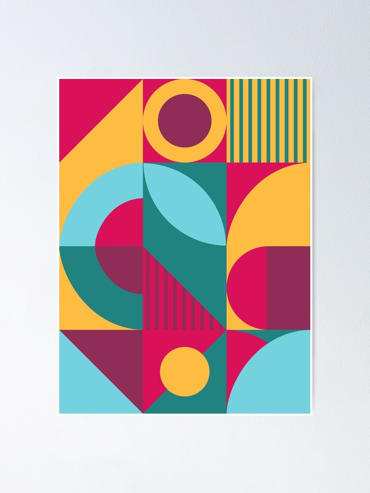 "Maroon Teal and Yellow Mid Century " Poster for Sale by Dezinix ...