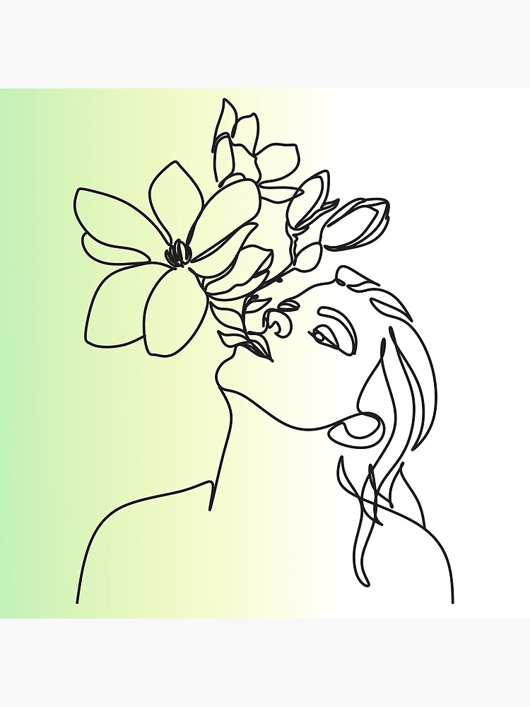 "Abstract One Line Drawing Style With Minimal Colourful Women Face ...