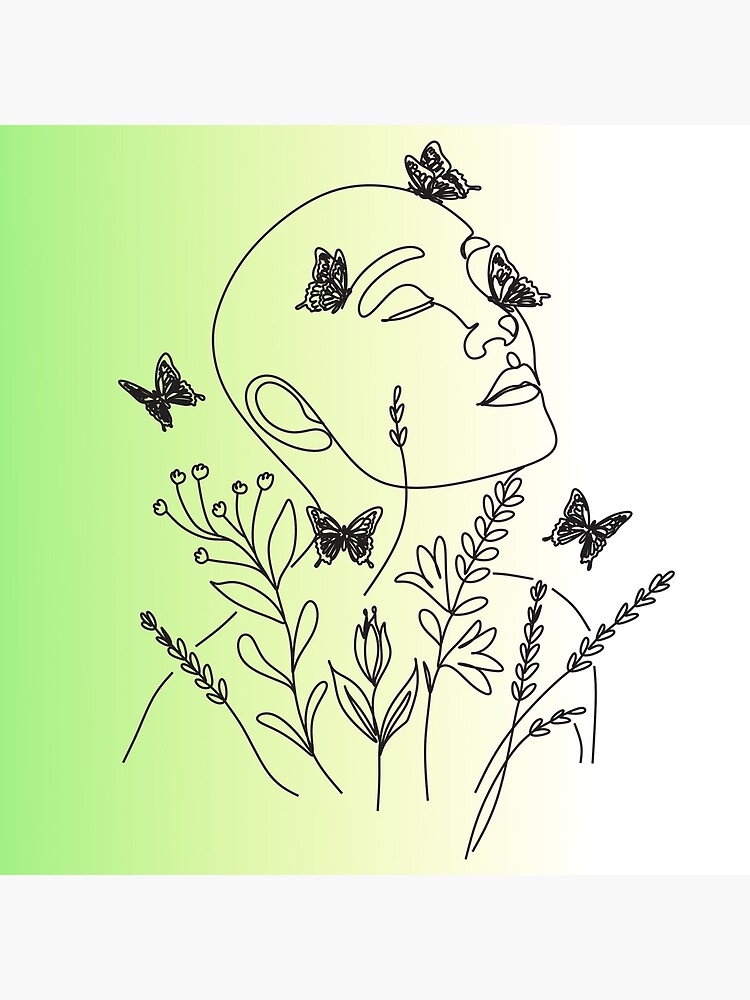 "Abstract One Line Drawing Style With Minimal Colourful Bold Women Face ...