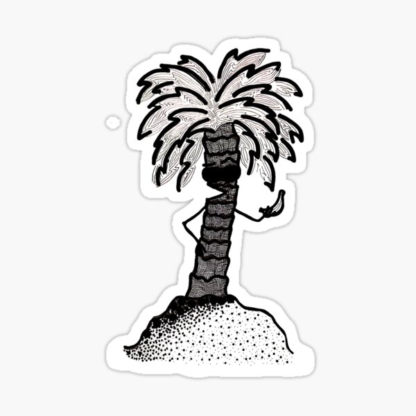 "Silly Sketched Palm Tree Tropical Blue" Sticker for Sale by ...