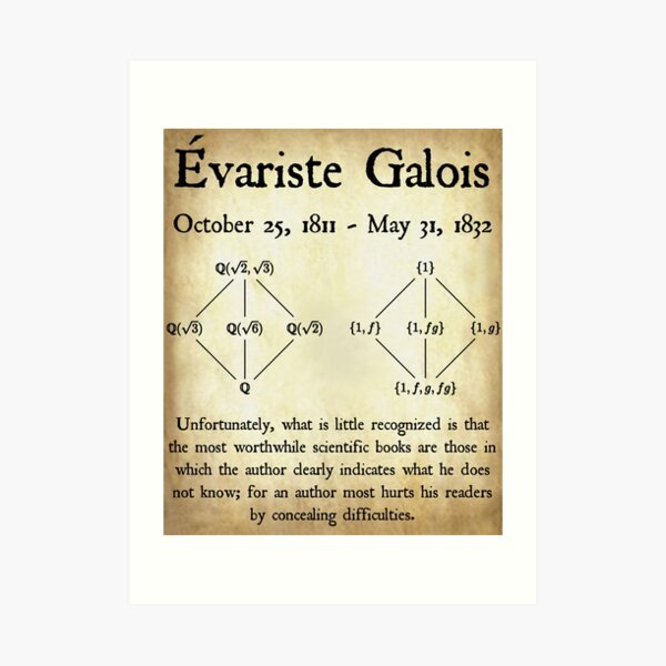 "Evariste Galois Mathematics Education Knowledge Quote Vintage Math ...