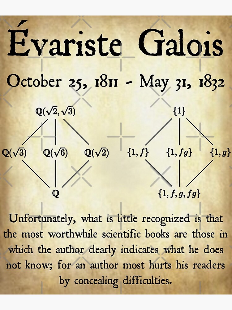 "Evariste Galois Mathematics Education Knowledge Quote Vintage Math ...