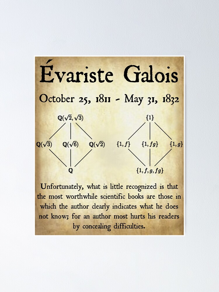 "Evariste Galois Mathematics Education Knowledge Quote Vintage Math ...