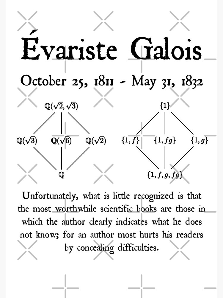 "Evariste Galois Mathematics Education Knowledge Quote Vintage Math ...