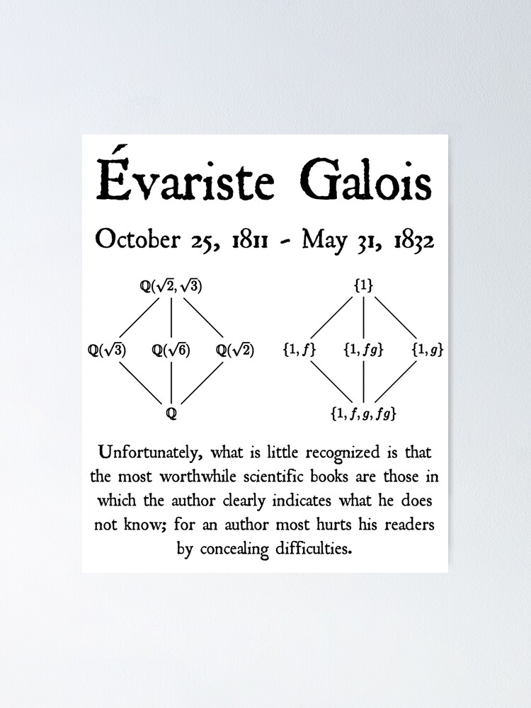 "Evariste Galois Mathematics Education Knowledge Quote Vintage Math ...