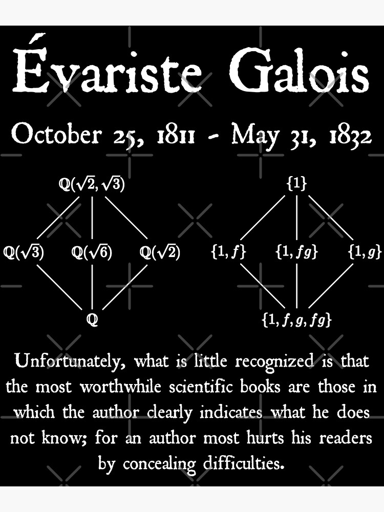 "Evariste Galois Mathematics Education Knowledge Quote Vintage Math ...