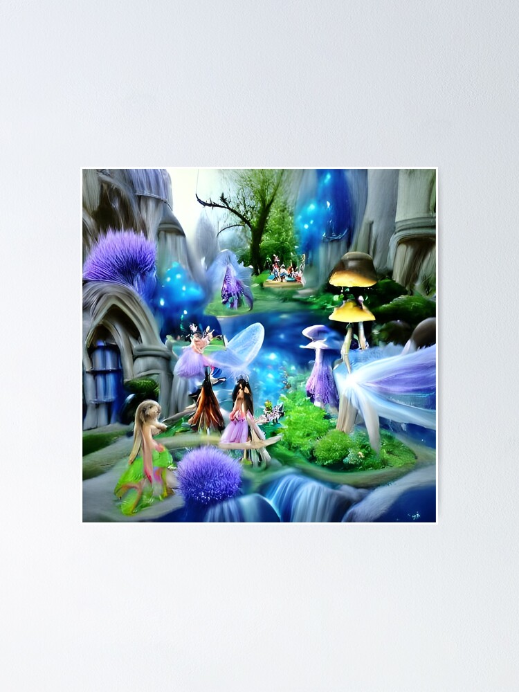 "Digital Art, Mystic fantasy landscape with fairies" Poster for Sale by ...