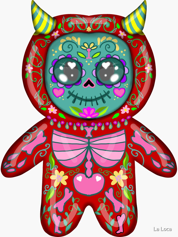 "Little Devil Sugar Skull" Sticker for Sale by Cap696 | Redbubble