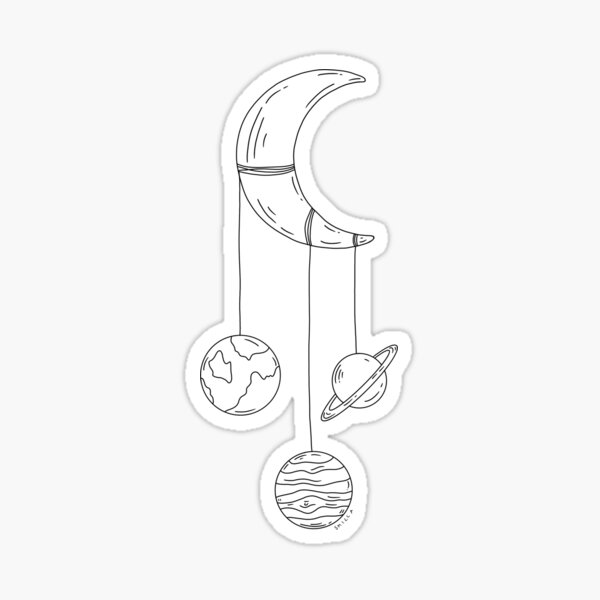 "moon and planets" Sticker for Sale by ArtBySmilla | Redbubble