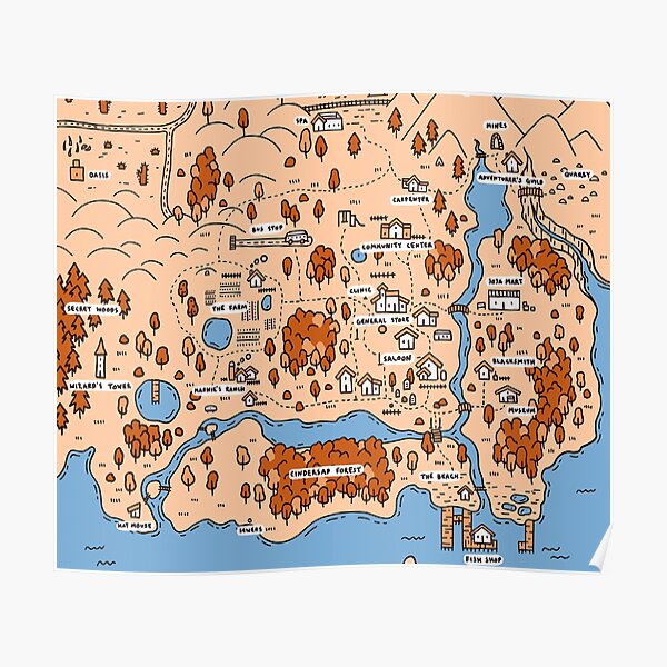 "Stardew valley map" Poster for Sale by ChadsHouse | Redbubble