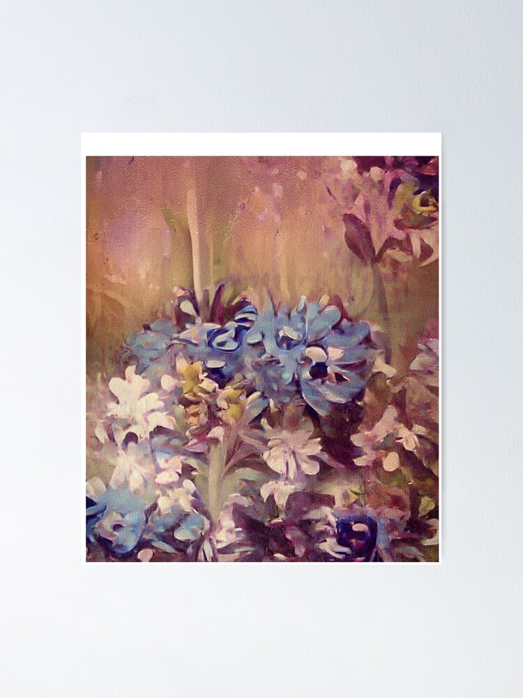 "Painted Blue Abstract Flowers" Poster for Sale by HappyLifeCreate ...