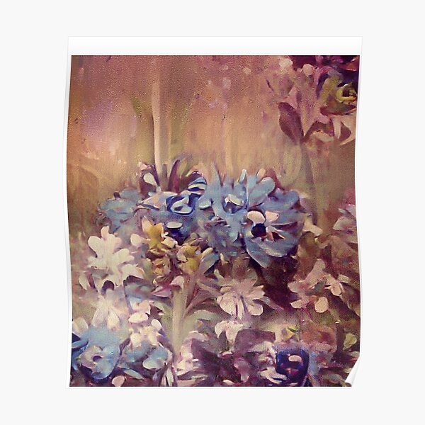 "Painted Blue Abstract Flowers" Poster for Sale by HappyLifeCreate ...