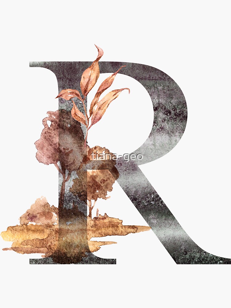 "Watercolor floral R wedding monogram letter print" Sticker for Sale by ...