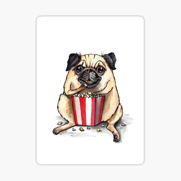 "Pugs cinema, Dogs, popcorn" Sticker for Sale by OhMyPug | Redbubble