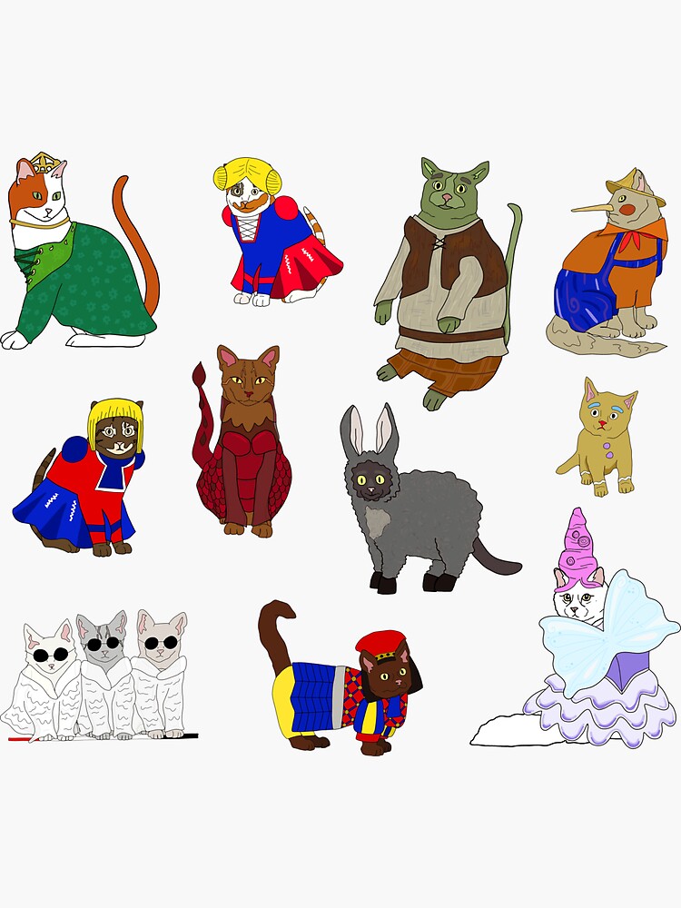 "Shrek The Musical Cats" Sticker for Sale by youbetyourcass | Redbubble