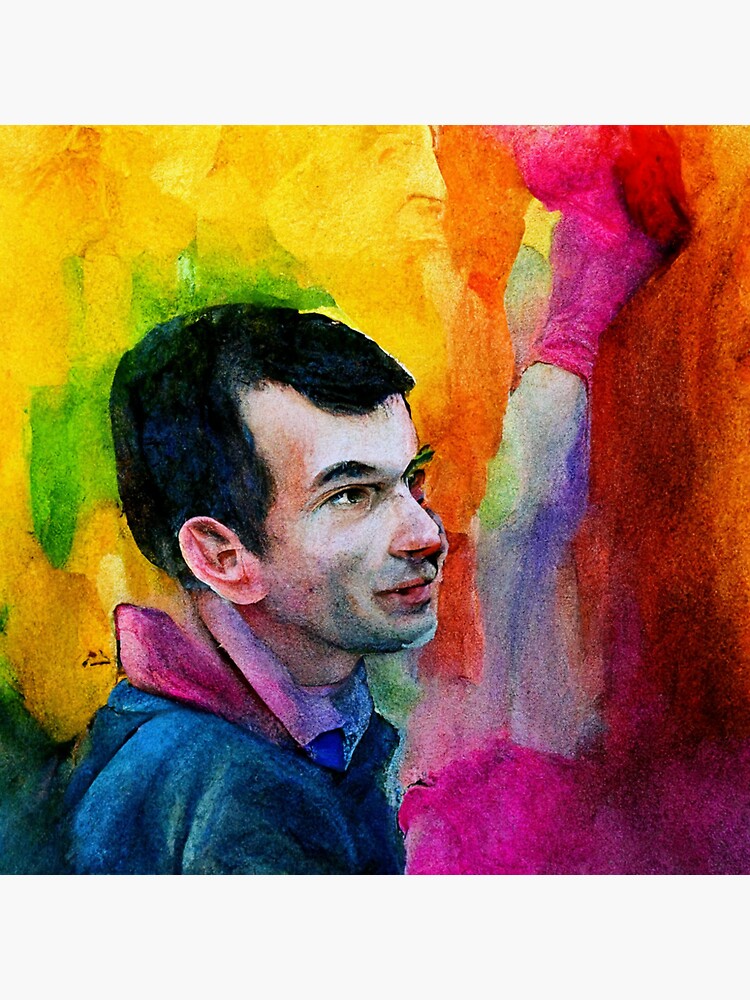 "Nathan Fielder Digital Watercolor" Sticker for Sale by flumen-art ...