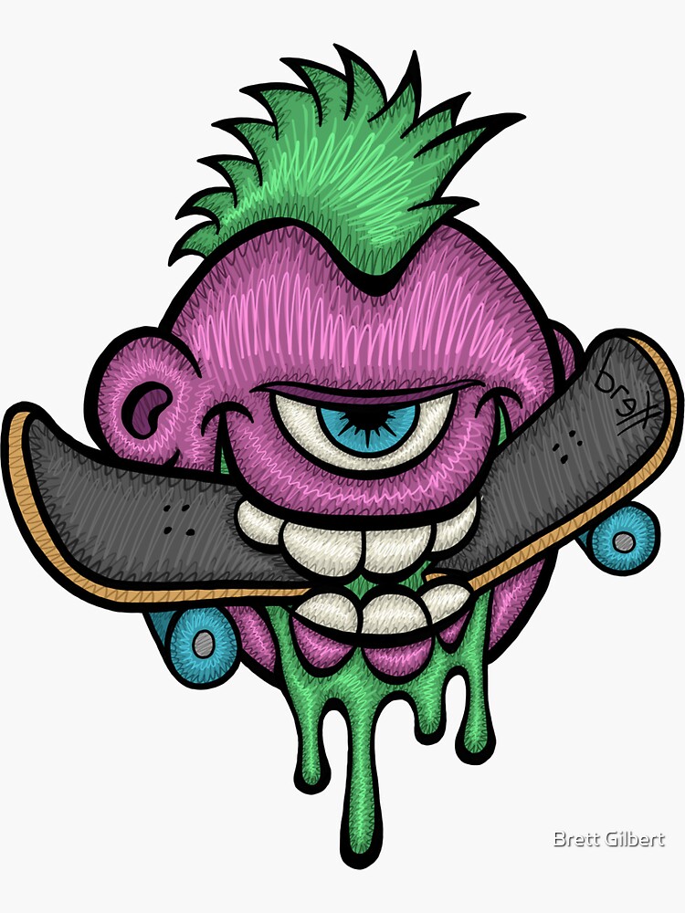 "Skateboard Bite" Sticker for Sale by bgilbert | Redbubble