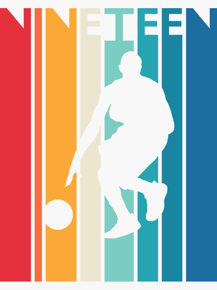 "19th Birthday Gift Vintage Basketball Shirt For 19 Year Old Sticker ...