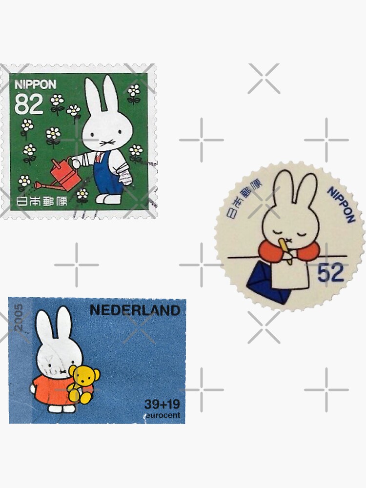 "Vintage Cute Japanese Bunny Stamps Sticker Pack" Sticker for Sale by ...
