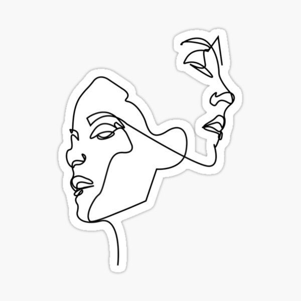 "Artsy Line Faces Abstract Aesthetic Art" Sticker for Sale by woodsmana ...